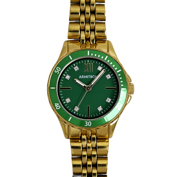 Armitron | Accessories | Armitron Ladies Gold Tone Green Dial Diver ...